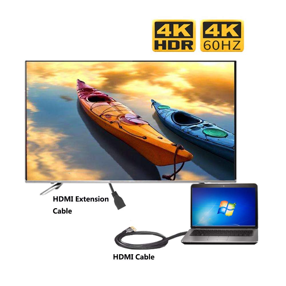 Anbear 4K HDMI Extension Cable 2FT, High Speed HDMI Extender Cable 4K@60HZ(Male to Female) Compatible for Xbox One,PS5,PS4,Roku TV Stick,Blu Ray Player