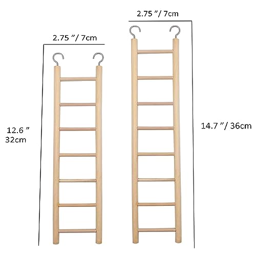 2pcs Birdie Basics Wooden Ladder for Bird Cage Climbing Ladder Toy for Parakeets Parrots Cockatoo (7 Step & 8 Step)