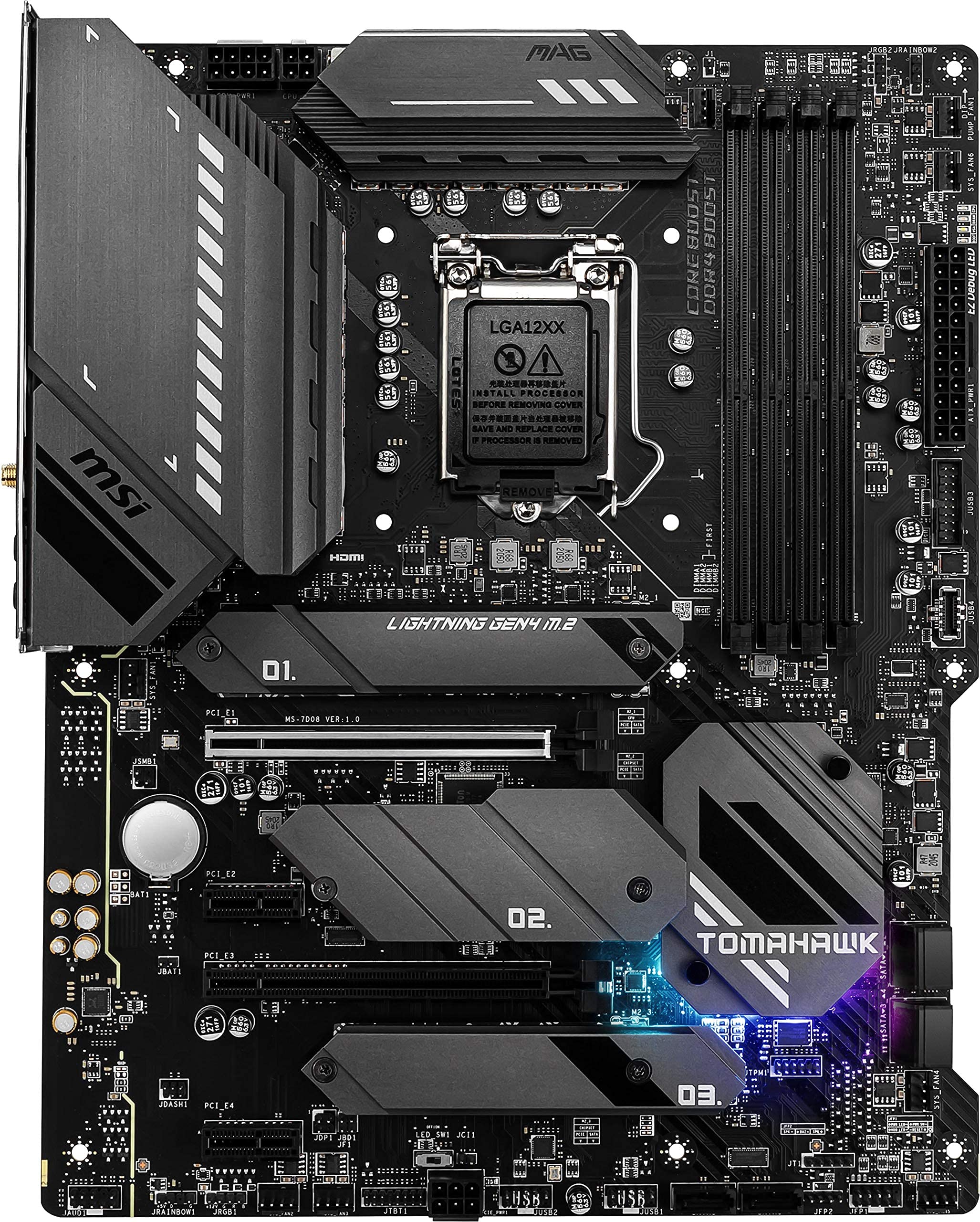 MSI MAG Z590 Tomahawk WiFi Computer Gaming Motherboard (ATX, 11th/10th Gen Intel Core, LGA 1200 Socket, DDR4, PCIe 4, CFX, M.2 Slots, USB 3.2 Gen 2, Wi-Fi 6E) Intel PC Motherboards (Renewed)