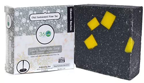 360Feel Old fashioned Pine Tar Soap exfoliant Handmade Man Soap - Made with real Tar and honey, Masculine fragrance