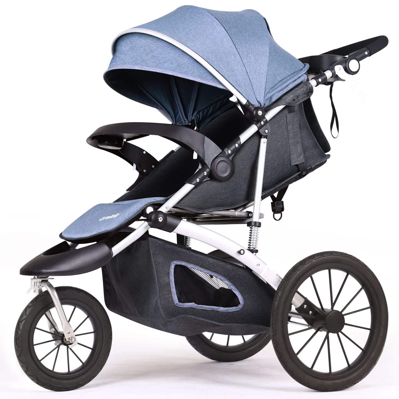 Baby Jogging Stroller for Toddler Kids Compact Single City Jogger Strollers All Terrain Jog 3 Wheels Pushchair Expedition with Parent Console (Blue)