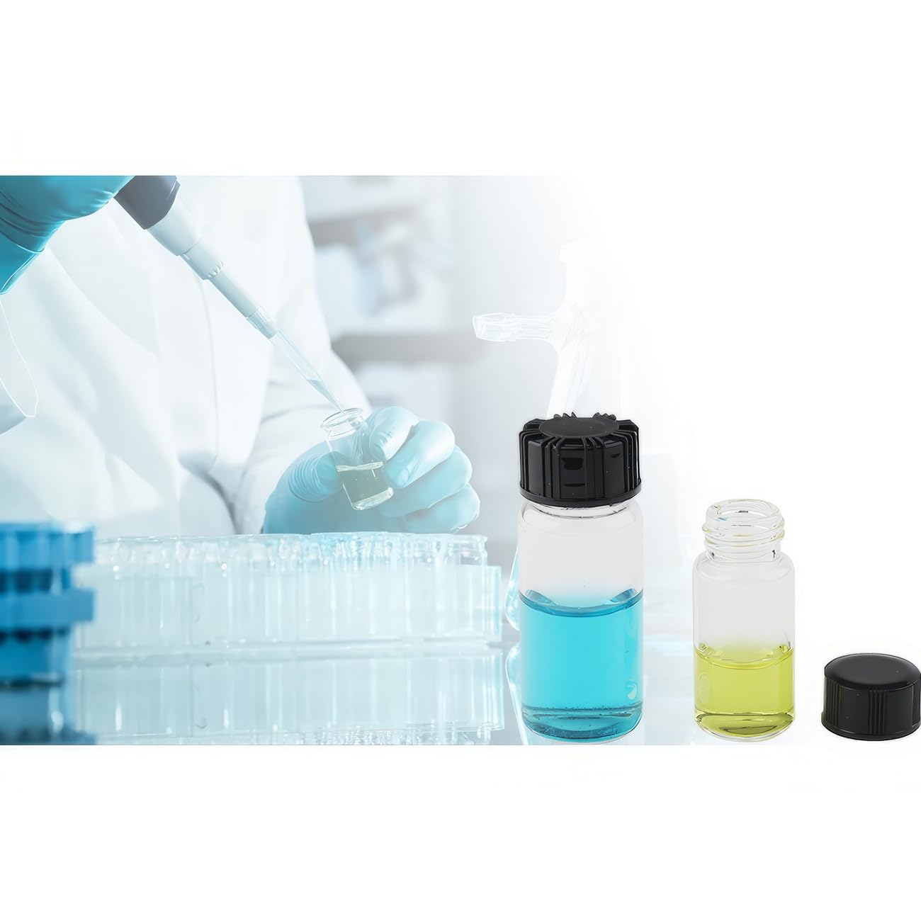 14pcs 5ml Mini Clear Glass Bottle Vials and Plastic Cap Small Essential Oil 1/6 oz Small Liquid Sample Vial Leak-Proof Vial