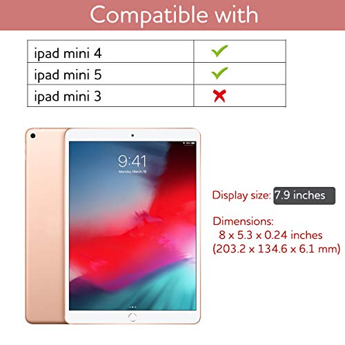 SURITCH Case for iPad Mini 4/iPad Mini 5,【Built in Screen Protector】【Auto Sleep/Wake】【Pencil Holder】 Lightweight Leather Case Flip Cover with Stand for iPad Mini 4/Mini 5 7.9"(Rose Gold)