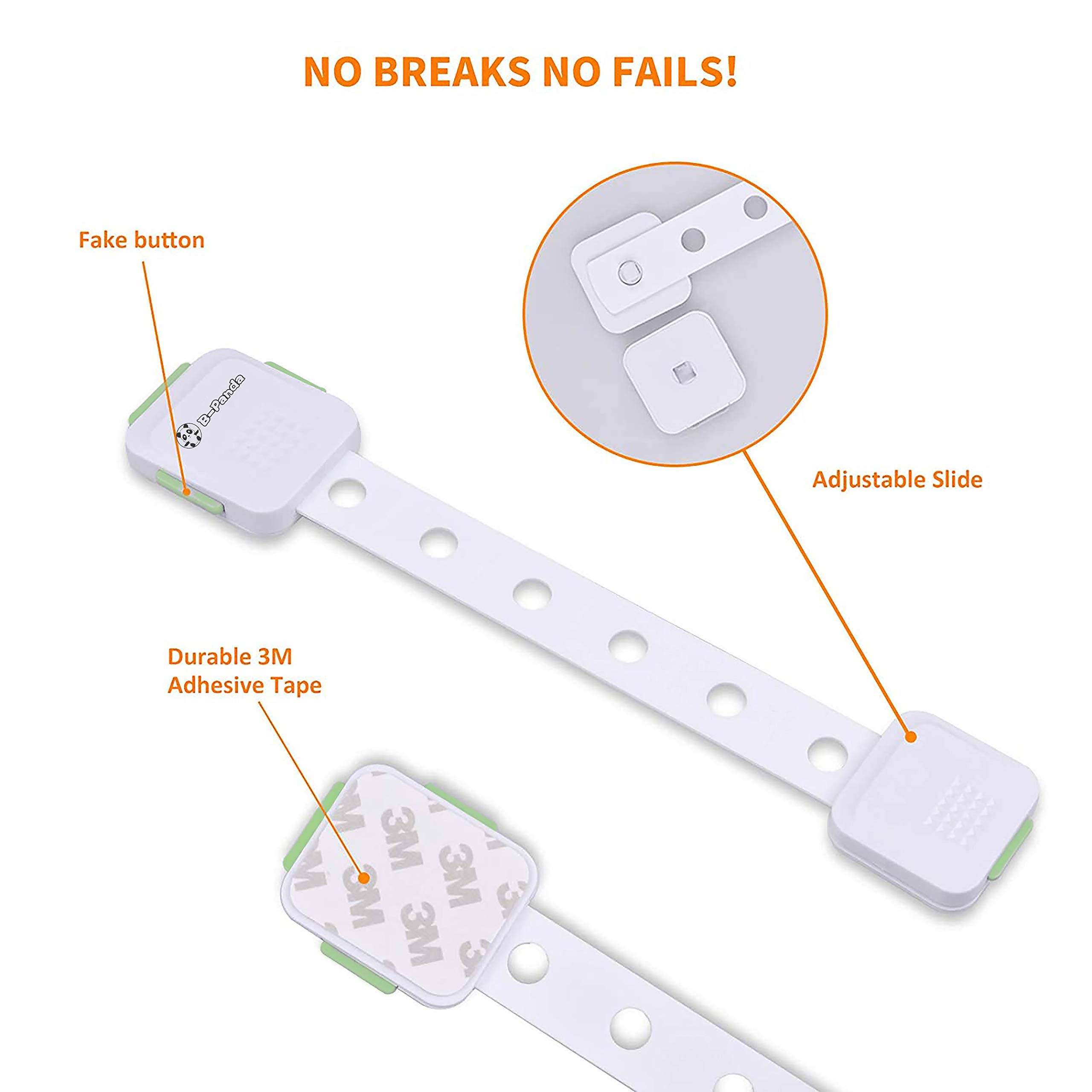 Baby Safety Cabinet Locks with Adjustable Strap,No Drilling,Baby Proofing for Refrigerators, Toilets, Doors,2/8 Count,Green/Grey