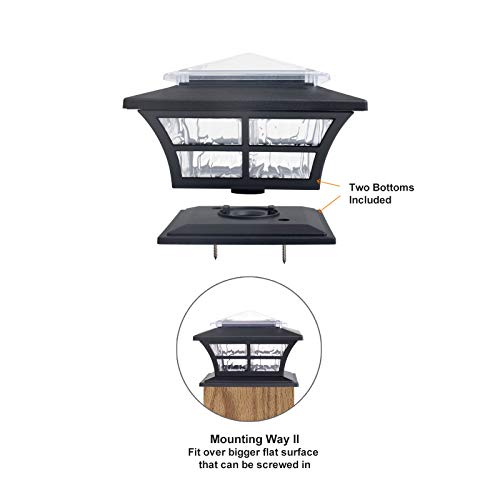 KMC LIGHTING KS4103QTX6 Post Solar Fence Lights Solar Lamp Post Lights Outdoor Solar Post Cap Lights 20 LUMENS fit for 4β Regular Fence Posts or with Included Adaptor fit for Bigger Flat Surface