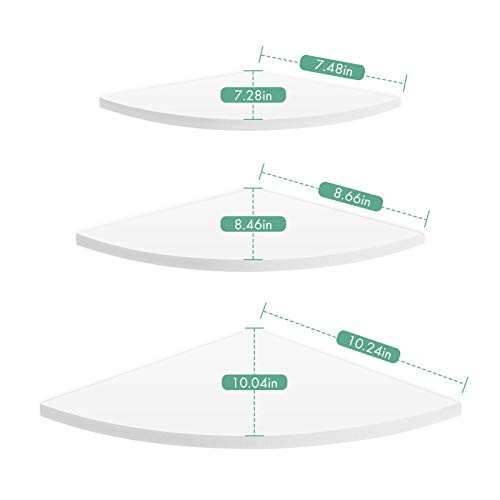 AYNEFY White Corner Wall Shelves,3 Piece Wall Mounted Floating Corner Shelf,Scalloped Floating Bookcase, Wall Display Rack Holder for Bathroom Bedroom Livingroom Kitchen Office (3pcs White)