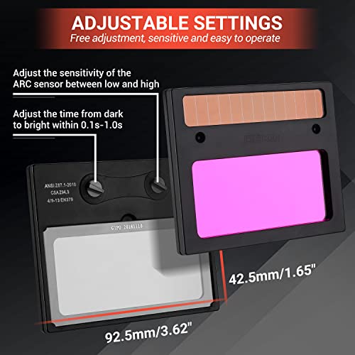 DEKOPRO Welding Helmet Solar Powered Auto Darkening Weld Hood Wide Shade 4/9-13 for TIG MIG ARC Welder Mask