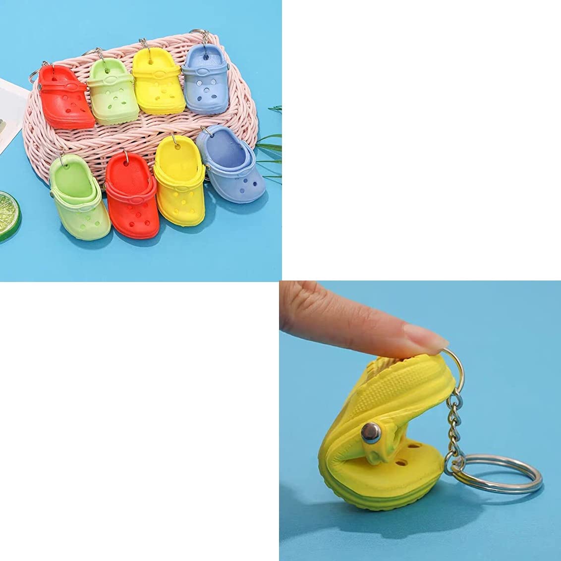 14pcs Cute Charms Shoe Keychain, Mini Croc Keychain Shoe Decor Pendant Small Charms DIY Crafting Keychains, Reusable, Easy To Clean
