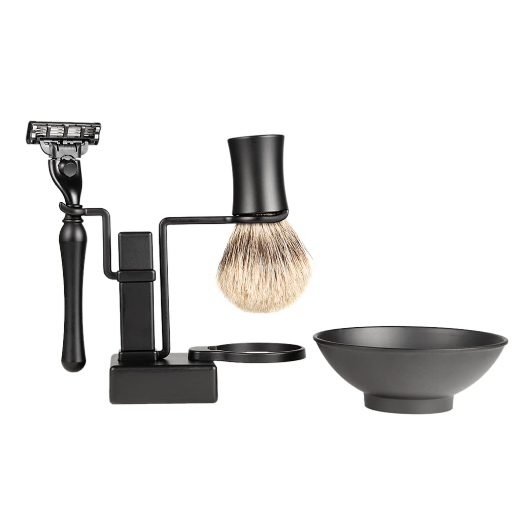 Grandslam Shaving Kit for Men, Safety Razor, Shaving Brush,Soap Cream and Stand, Stainless Steel Bowl Kit Gift Set