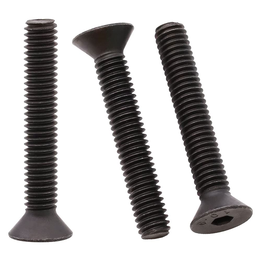 RoyceMart 5/16"-18 x 1-1/2 inch Flat Head Socket Cap Screws Grade 10.9 Alloy Steel, Black Oxide, Counterskunk Head, Full Thread, Pack of 10