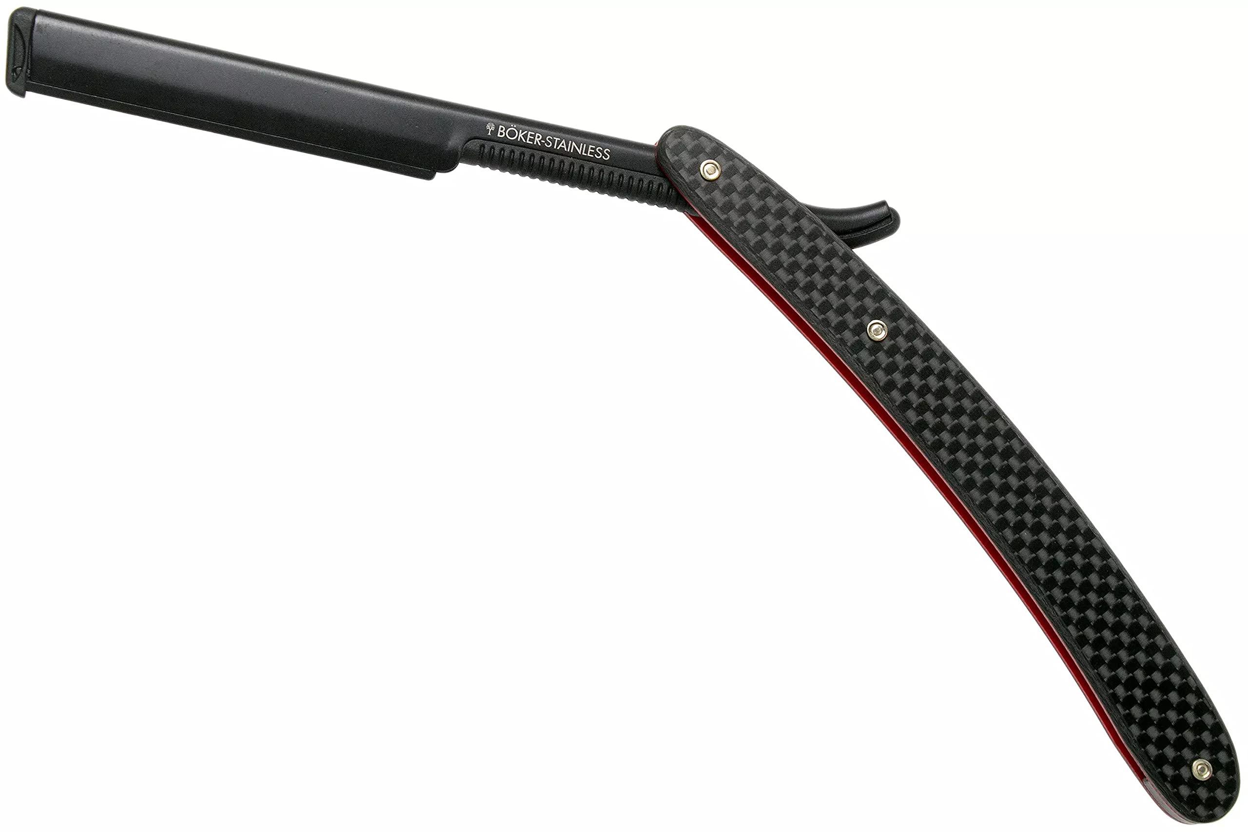 BÖKER Barbarette Carbon Fiber Straight Razor, Black and Red