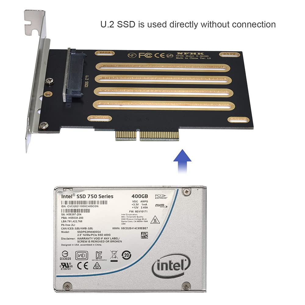 xiwai PCI-E 3.0 x4 Lane to U.2 U2 Kit SFF-8639 Host Adapter for Intel Motherboard & 750 NVMe PCIe SSD