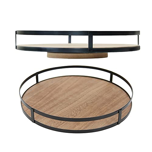 12" Wood Lazy Susan,Wooden Lazy Susan Organizer Display Stand,Turntable 360 Degrees Rotating Table Decor,Round Lazy Susan for Countertop Cabinet or Dining Table,Farmhouse Table Decor.(Brown)