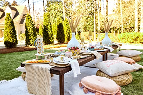 Mud Pie White Beaded Pedestal Trays, small 4" x 10" dia | large 5" x 12" dia