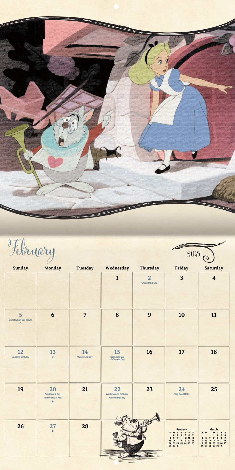 2023 Disney Alice and Wonderland Wall Calendar