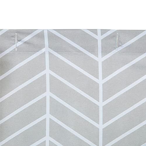Amazon Basics Microfiber Grey Herringbone Printed Pattern Bathroom Shower Curtain - Grey Herringbone, 72 Inch