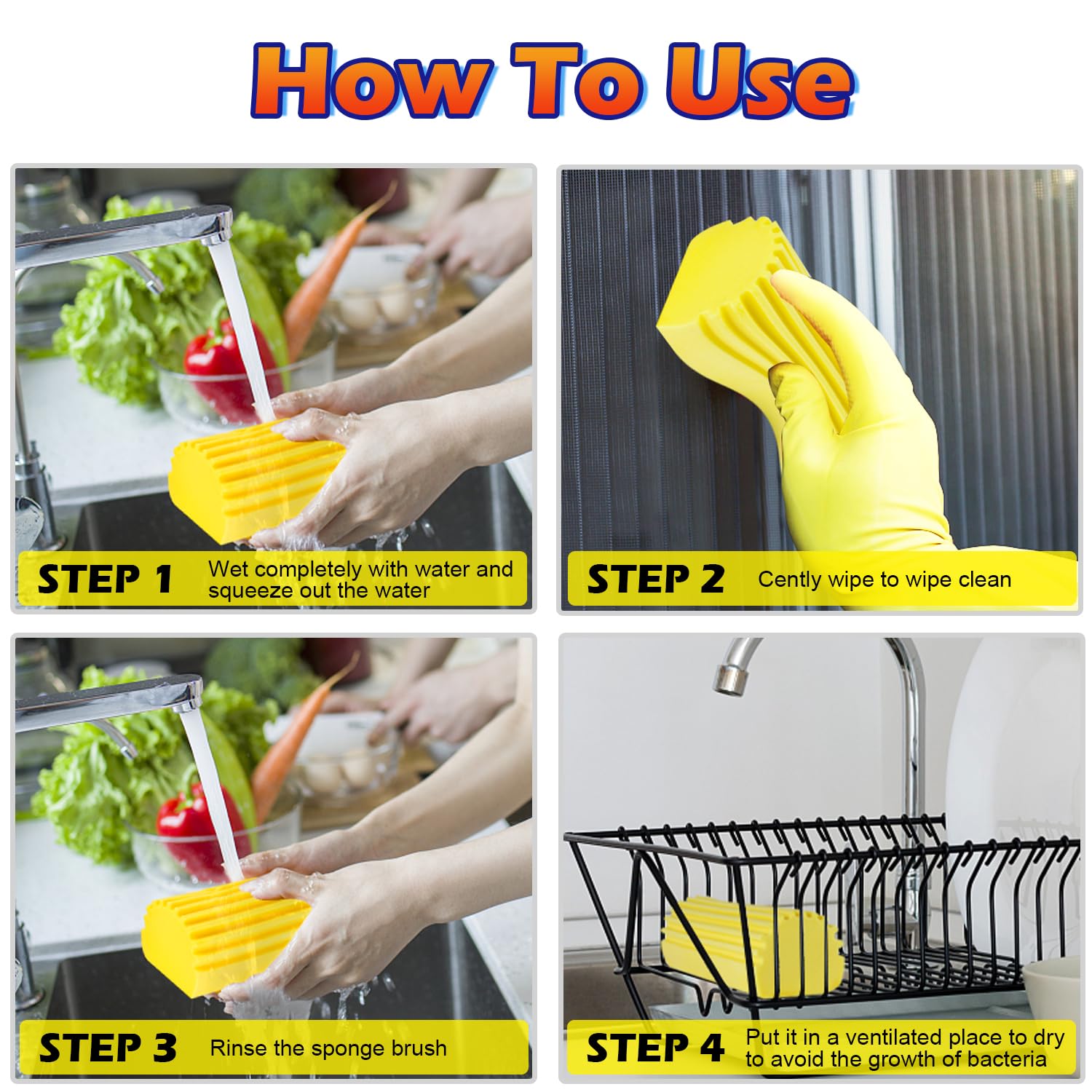 12-Pack Damp Clean Sponge Duster,Magic Sponge Eraser for Household Cleaning,No Dust Flying.Reusable Dusters Cleaning Supplies for Housekeeping,Blinds,Baseboards,Window Track,Glass,Vents.