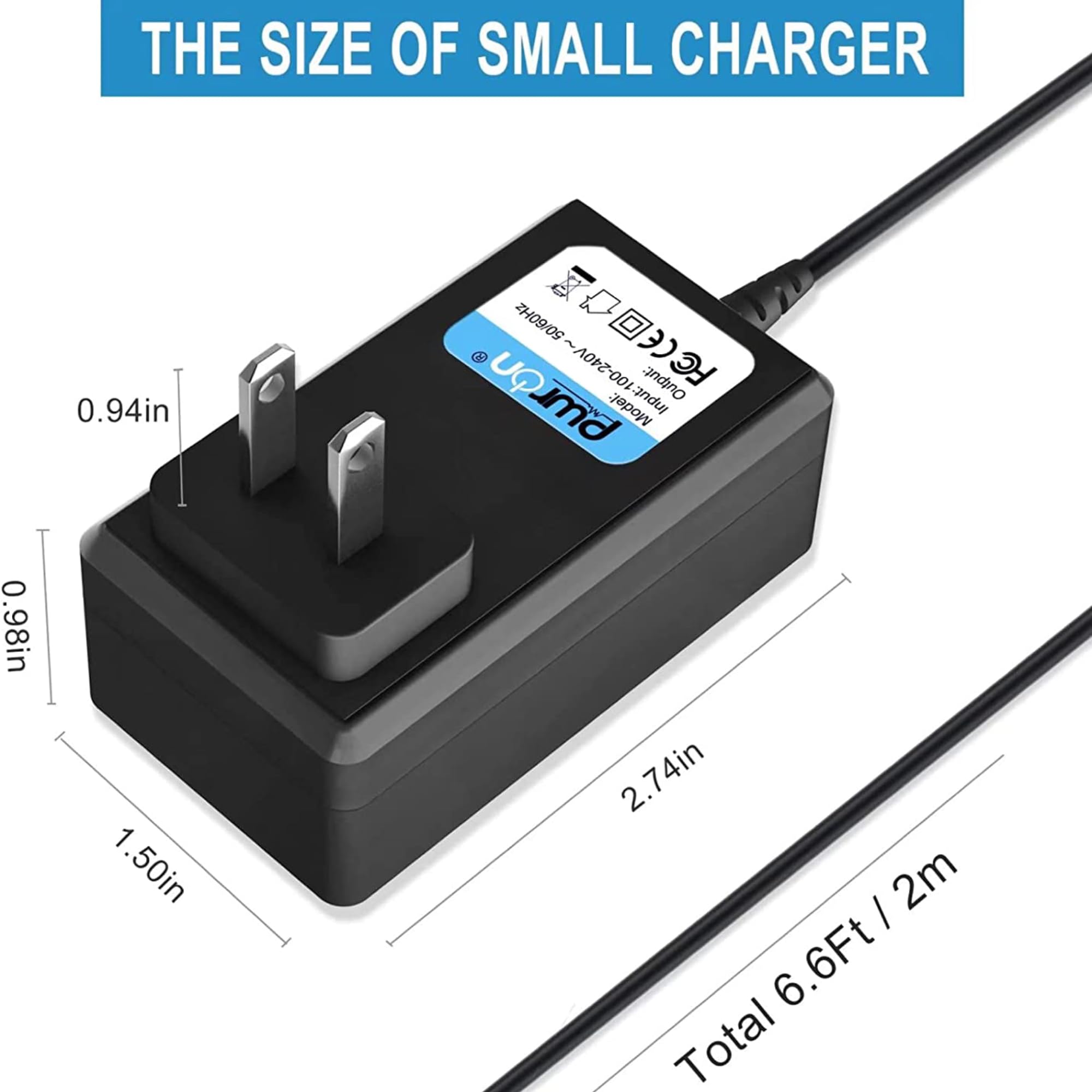 PwrON US Plug DC 10V 1A Power Supply Adapter Wall Charger 3.5x1.3mm Center+ Positive