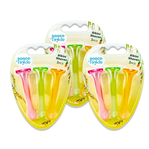 Tinkle Bikini Trimmer | 3 Packs of 3 Razors Each | Moisture Strip Razor for Sensitive Areas | Total 9 Razors