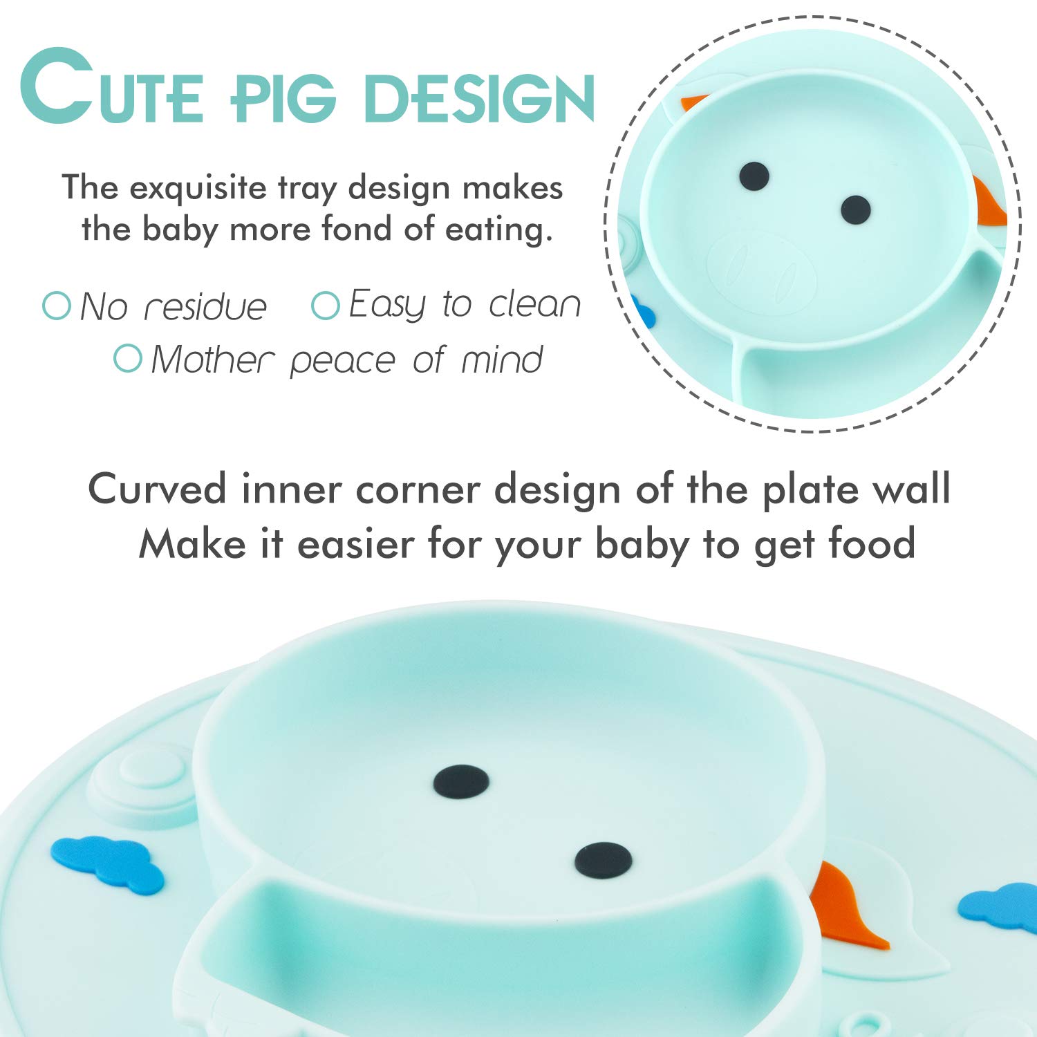 Baby Silicone Plate, Toddler Suction Plates Mini Plate Placemat for Kids and Infants Self Feeding, BPA Free, Microwave & Dishwasher Safe