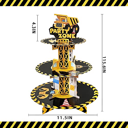 3 Tier Construction Birthday Cupcake Stand Construction Birthday Party Supplies for Construction Baby Shower Dump Truck Party Decorations