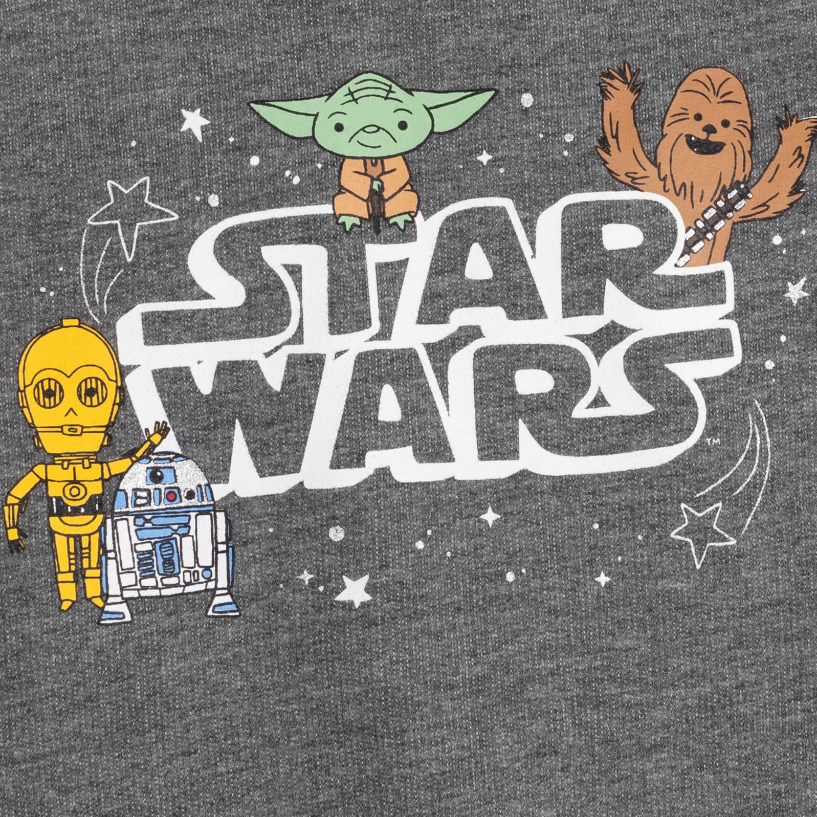 STAR WARS R2-D2 Yoda Chewbacca Newborn Baby Boys Short Overalls Graphic T-Shirt and Hat 3 Piece Outfit Set Grey 3-6 Months