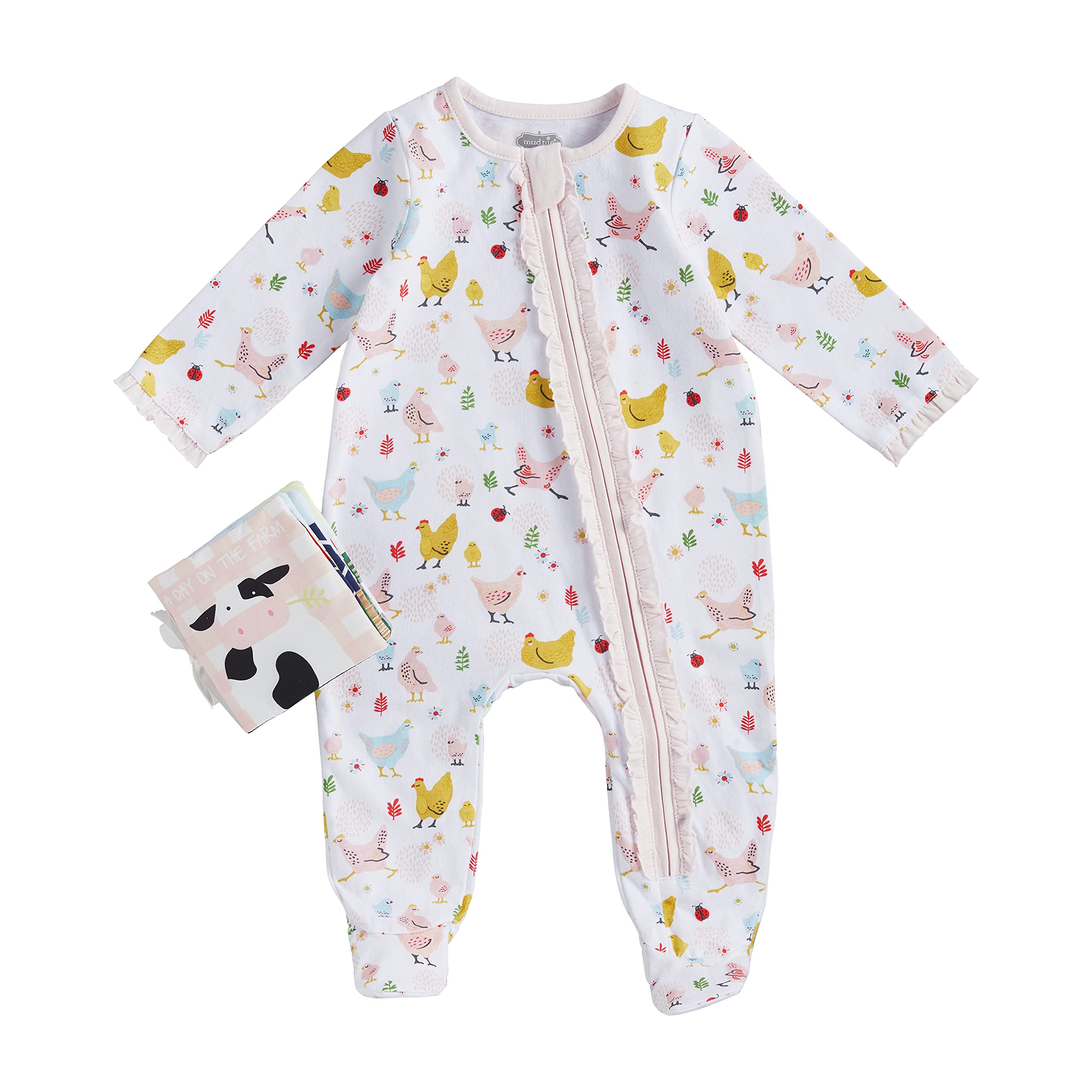 Mud Pie baby girls Girls' Set, 3-6 Mud Pie Farmhouse Sleeper And Book Set 3 6 Months, Pink, Months US