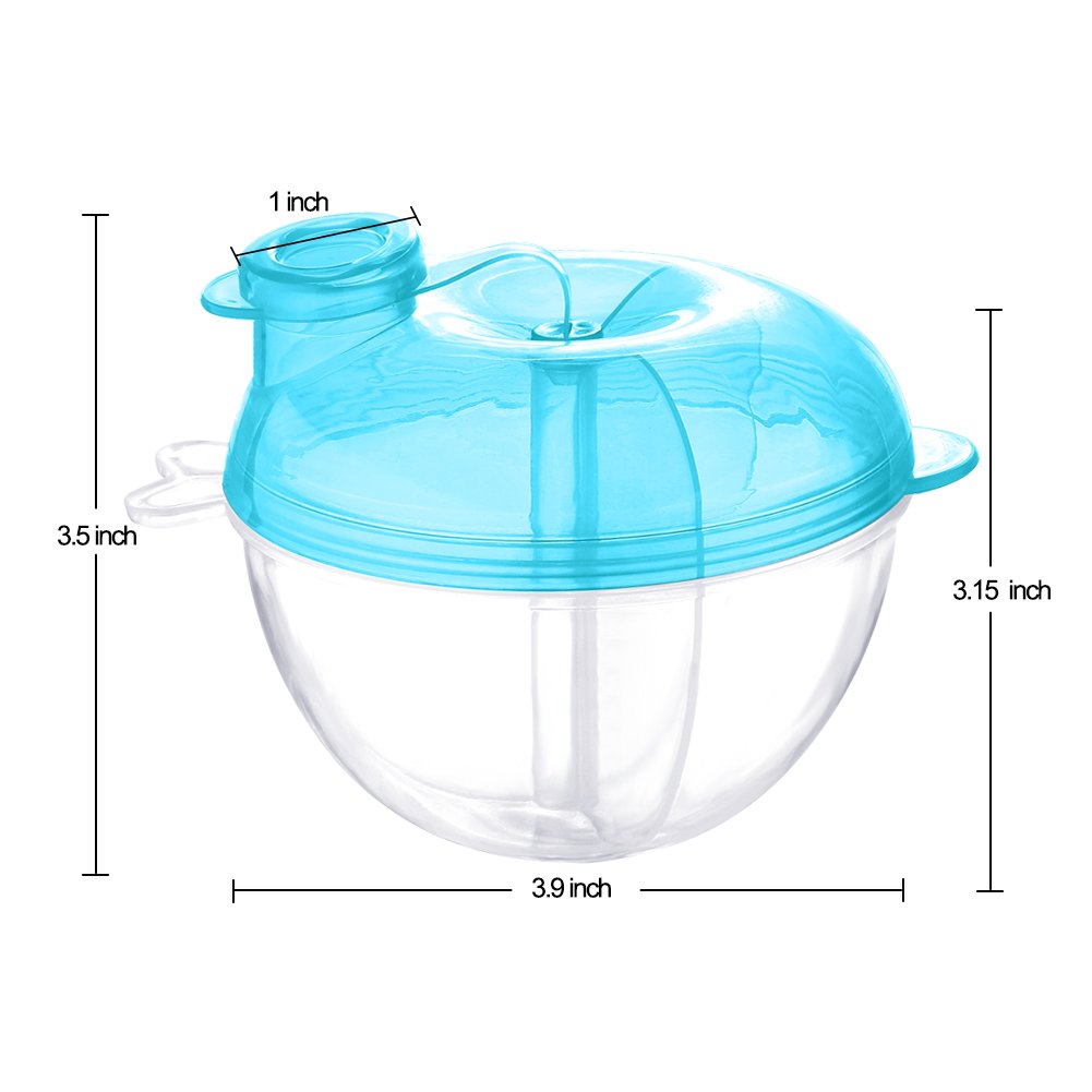 Accmor Baby Formula Dispenser for On-The-Go Feedings, Three-Compartment Non-Spill Formula Container to Go, Snack Milk Powder Dispenser for Traveling with Infant Toddler, Blue