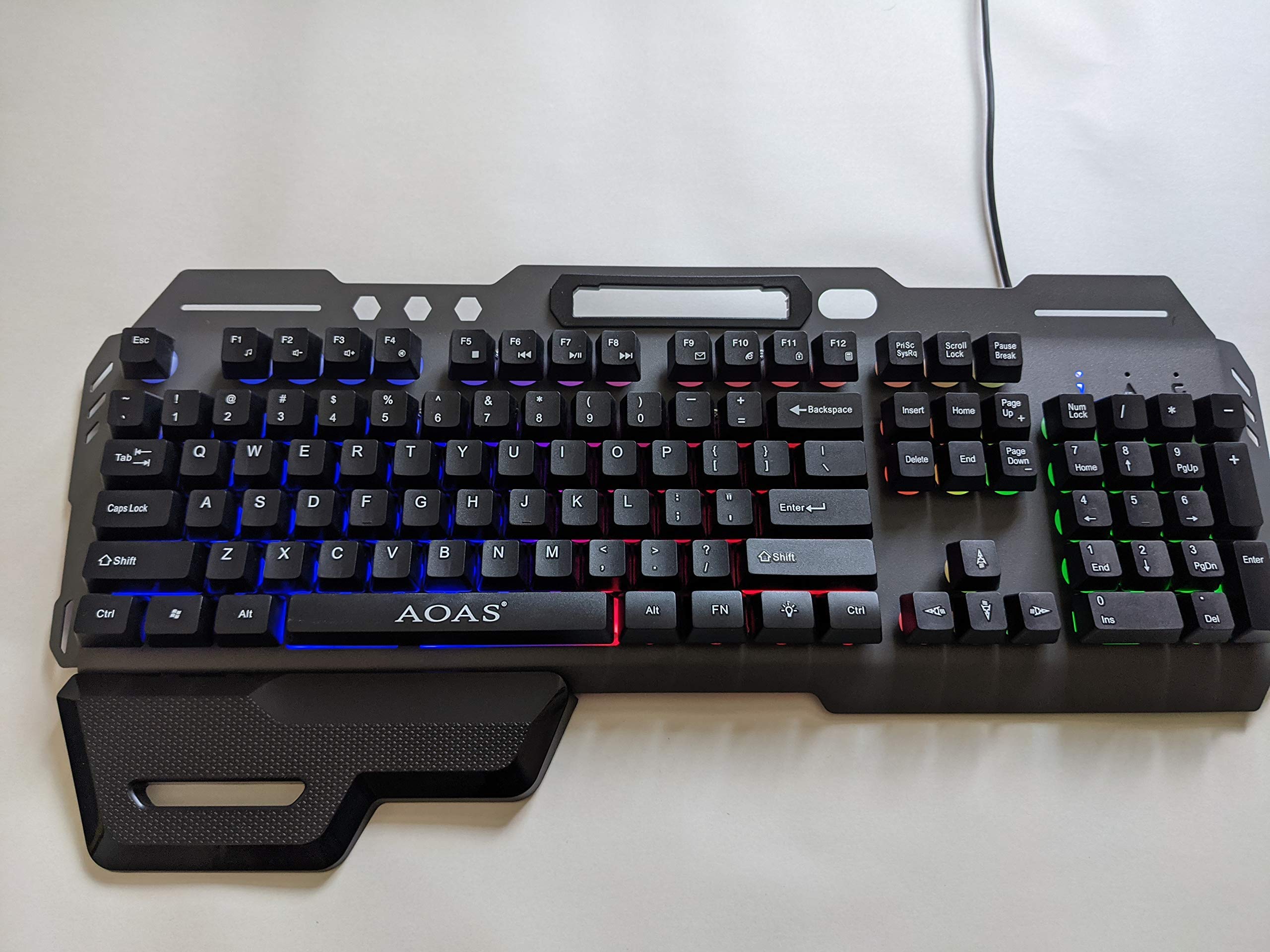 Illuminated Gaming Keyboard Model M-1000, Ergonomic Design, Waterproof and Anti-Skid Design, Support Multiple System, Constant Light/Breathing Mode Switch, Strong USB Cable 1.5m (5 ft.)