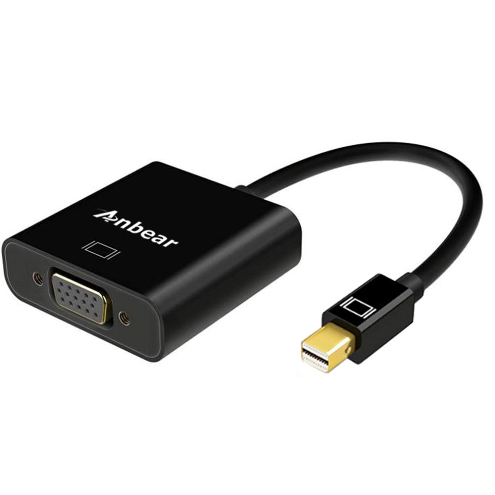 Anbear Mini DisplayPort to VGA Adapter, Mac to VGA Converter (Male to Female) HD 1080p Thunderbolt to VGA Compatible for iMac, Mac Books, Surface and Laptops with Mini Displayport