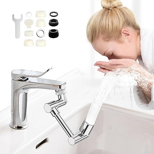 1440° Swivel Faucet Extender for Kitchen Bathroom Sink, 2 Modes Splash, Filter, Rotatable Angle Multifunctional Sprayer