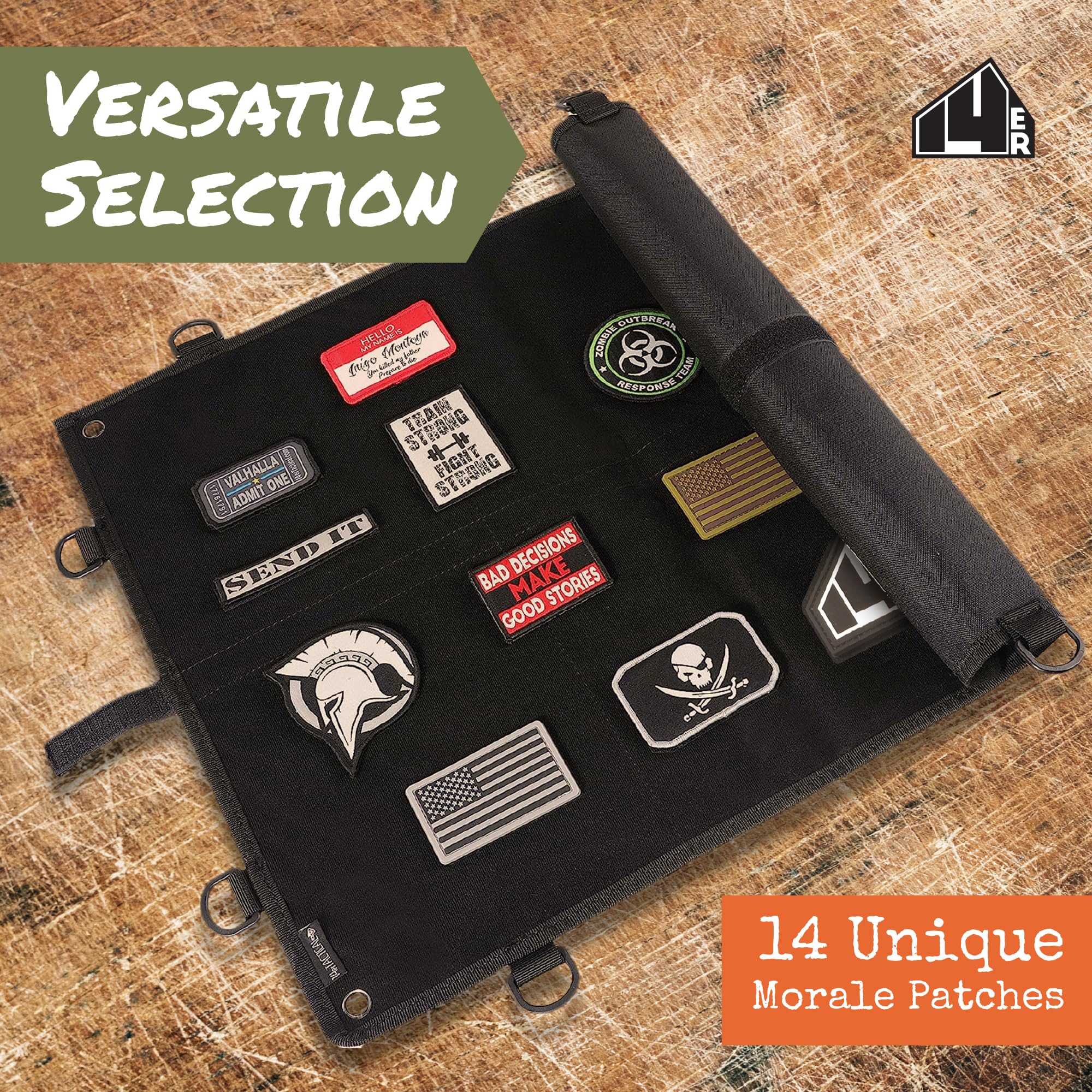 14er Tactical Morale Patches | Embroidered Military Patches Hook & Loop Funny Tactical Patches for Backpacks, Hats, Vest | Airsoft Patches for Jackets, Backpack Patches | Morale Patch Bundle (14-pack)