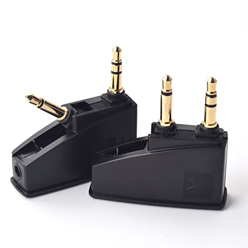 Airline Airplane Flight Headphone Adapter Converter Compatible with Bose QC3 QC15 QC20 QC25 QC35 AE2 AE2W Noise Cancelling Headphones (2pcs)