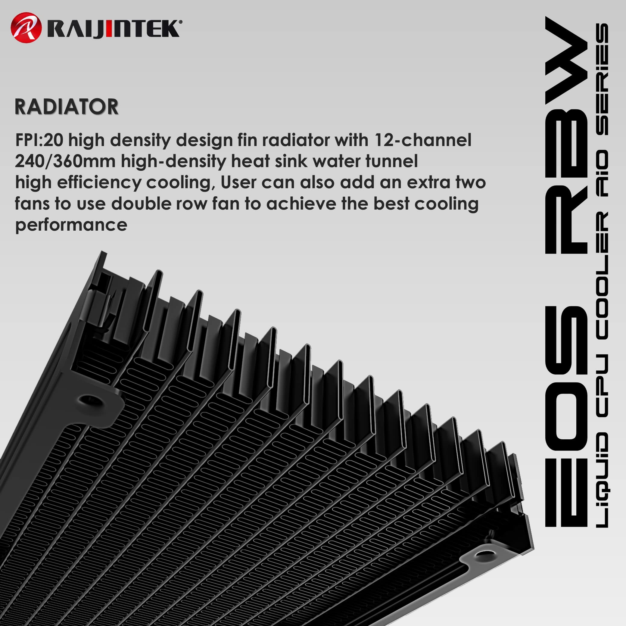 RAIJINTEK EOS 360 RBW AIO CPU Water Cooler, with 3pcs 12025 ARGB PWM Fans, Copper Water Block, Durable and Reliable Pump, Durable Teflon Mesh Tube, Compatible with Intel & AMD (0R10B00181)