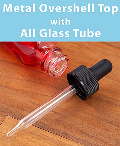 JUVITUS 1 oz / 30 ml Red Faded Glass Boston Round Bottle with Black Dropper (12 pack)