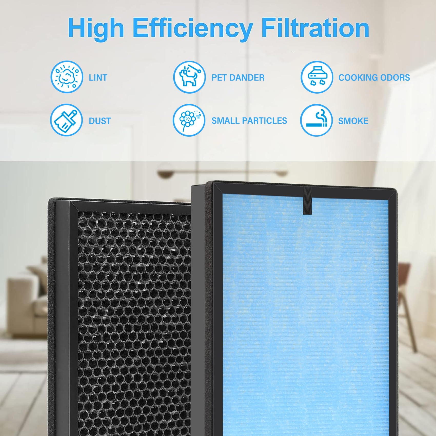 2 Pack AP1002 H13 True HEPA Replacement Filter AP1002-RF, Compatible with AIRTOK AP1002 Air Purifier.