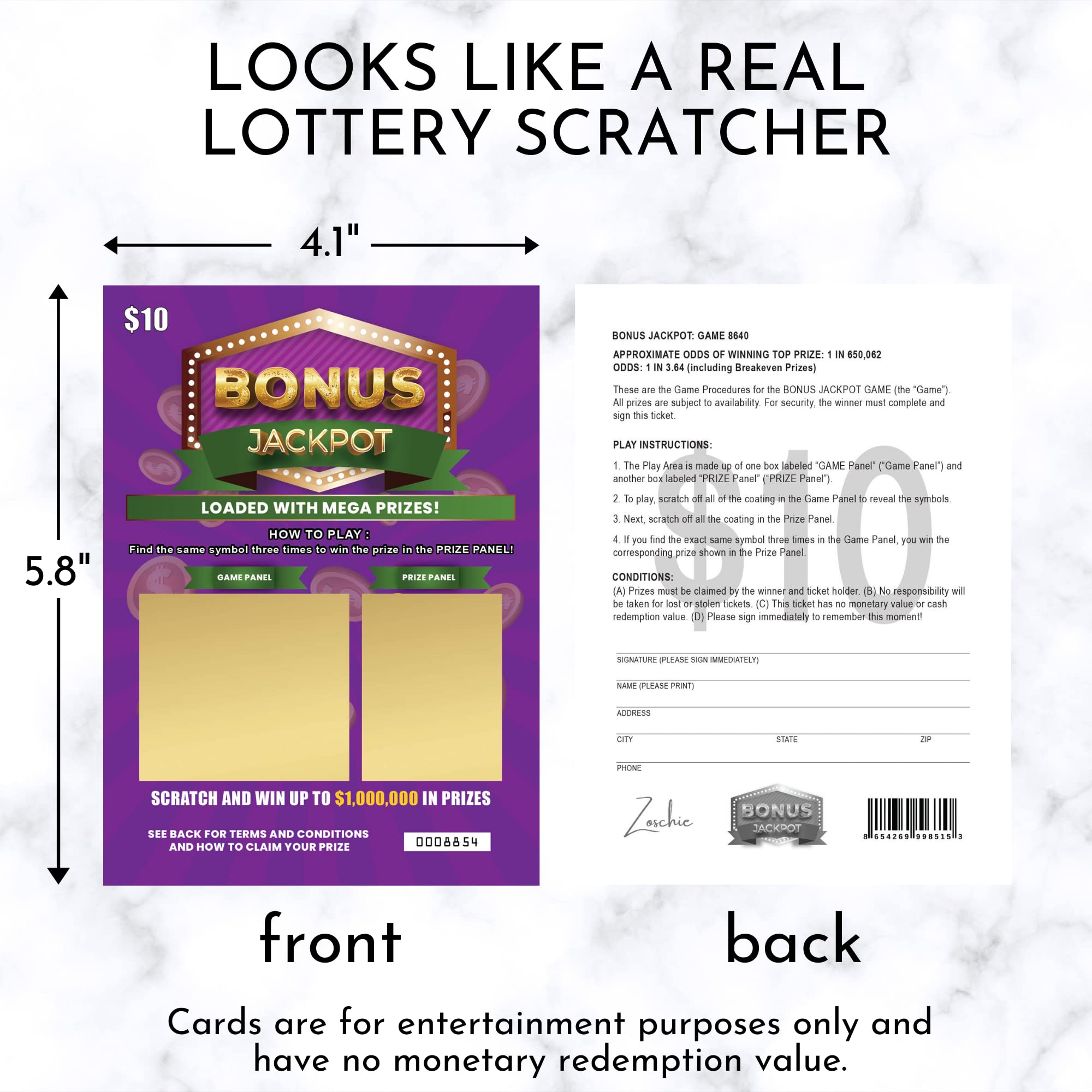 Zoschie Grandparents Baby Announcement Scratch Off Lottery Tickets, 2 Pack with Envelopes, Multicolor