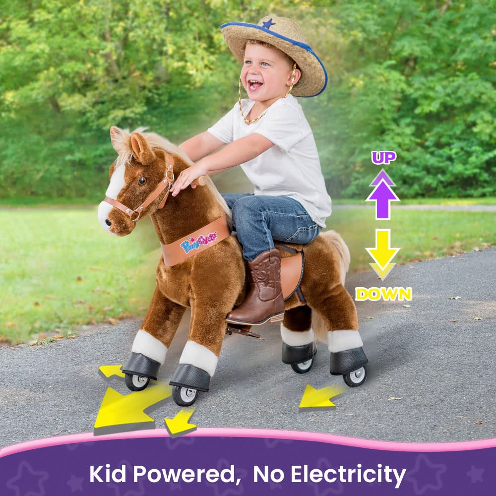 PonyCycle Ride on Horse Toy Plush Walking Animal Classic Model U Brown Horse Size 3 for Age 3-5 Ux324