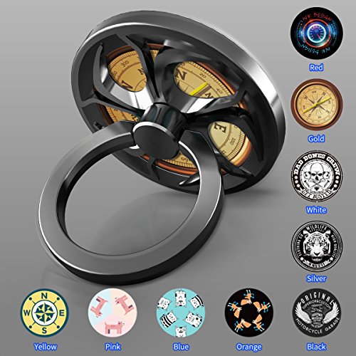 Anti-Anxiety Finger Ring Stand, ebulous 360° Rotation Spinner Mobile Cell Phone Ring Stand Holder with Grip Kickstand Universal [Washable/Reusable] for iPhone/iPad/Samsung Note/Tablets etc (Gold)…