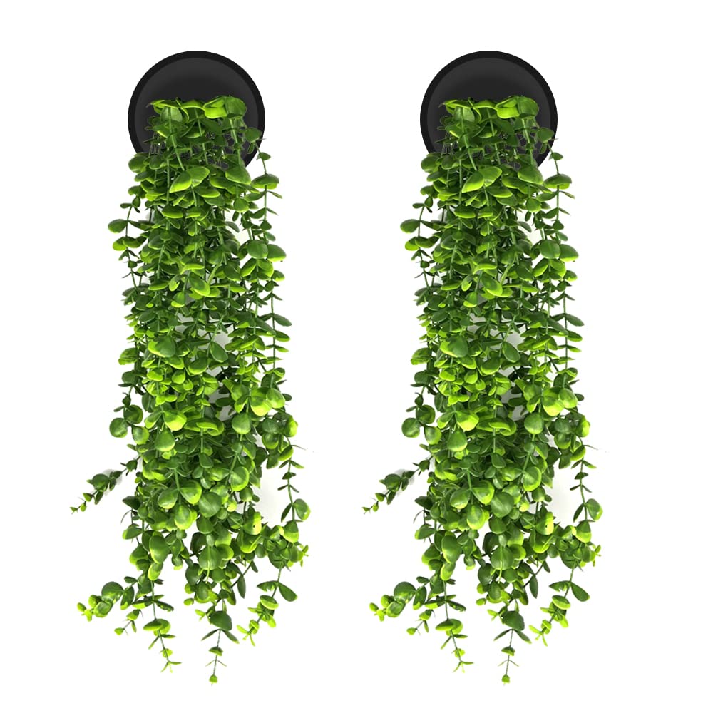 2 Pack Artificial Hanging Plant Decor, Fake Eucalyptus Leaves Ivy Plant Potted Faux Greenery Vines for Home Wall Indoor Outdoor Kitchen Patio Garden Office Party Wedding Green DIY Decorations,Set of 2
