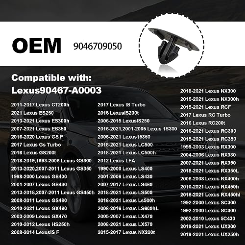 25pcs Hood Insulation Retainer Clip Compatible with Toyota Camry 4Runner Tacoma Tundra Lexus ES GS 9046709050 90467A0003