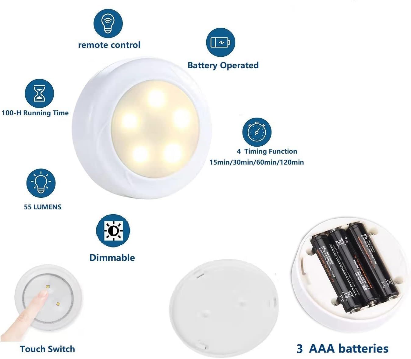 2 Pack Battery Operated Light Bulb with Remote Controlled,Backup Battery Powered Led Light Bulbs,Wireless Light Bulb Dimmable Timer E26 Screw in for Indoor Sconce and Hanging Lamp Without Electricity