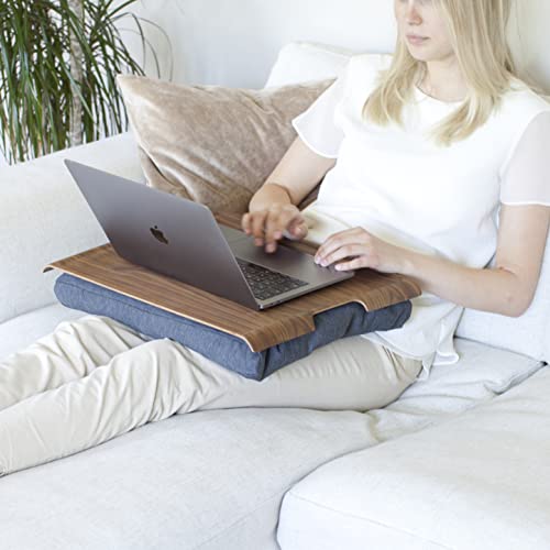 Anti-Slip Laptray - Walnut Wood with Salt & Pepper Gray Cushion