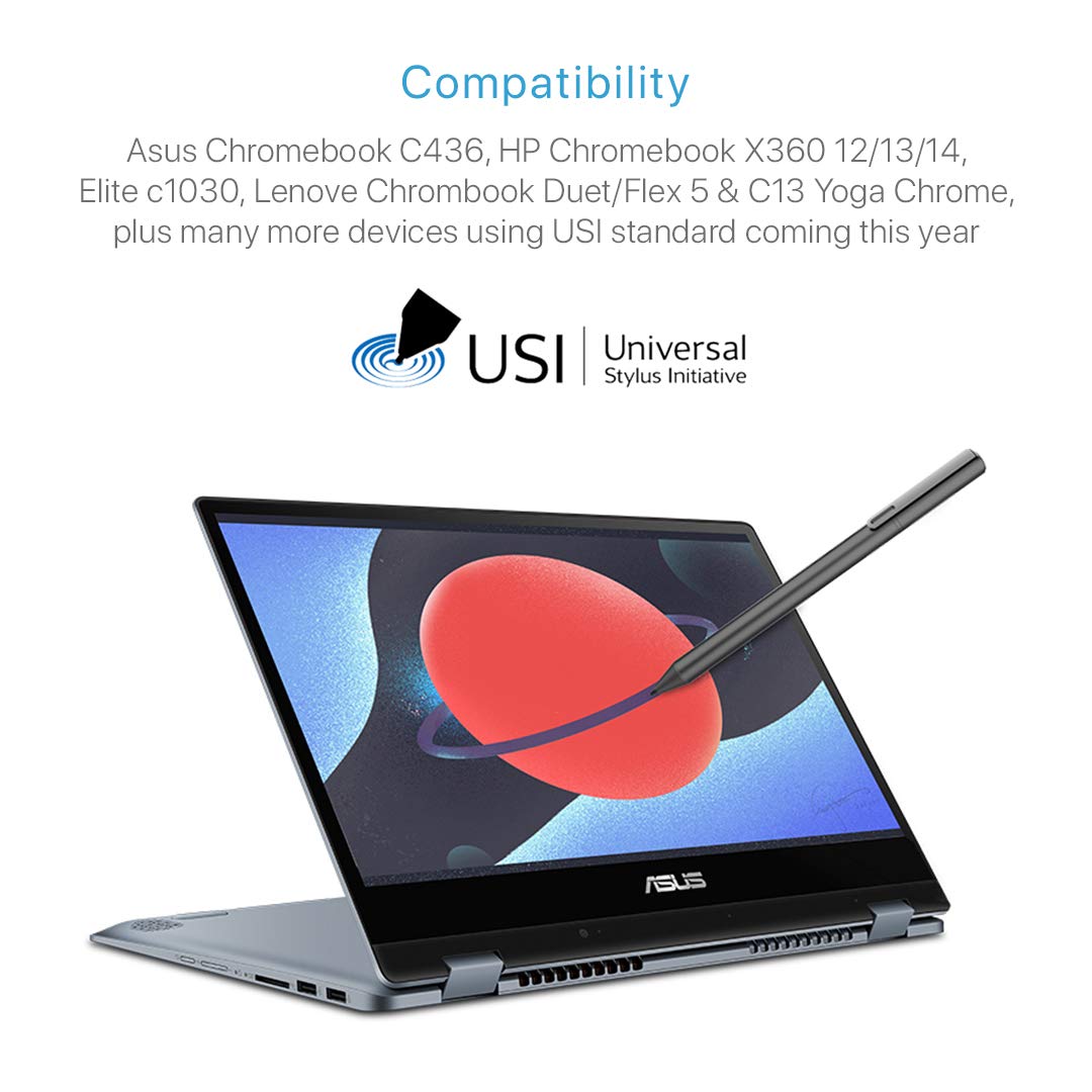 Andana USI Stylus Pen, Touch Screen Stylus for USI Chrome OS, Active Digital Pen Compatible with Chromebook Devices from Acer, Asus, HP, Lenovo, Samsung (Black)