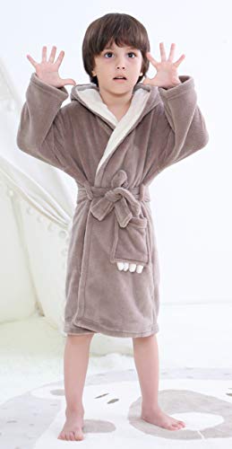 Baby Unisex Plush Animal Hooded Robe for Toddler Multicolored Sleepwear,Bear 3T