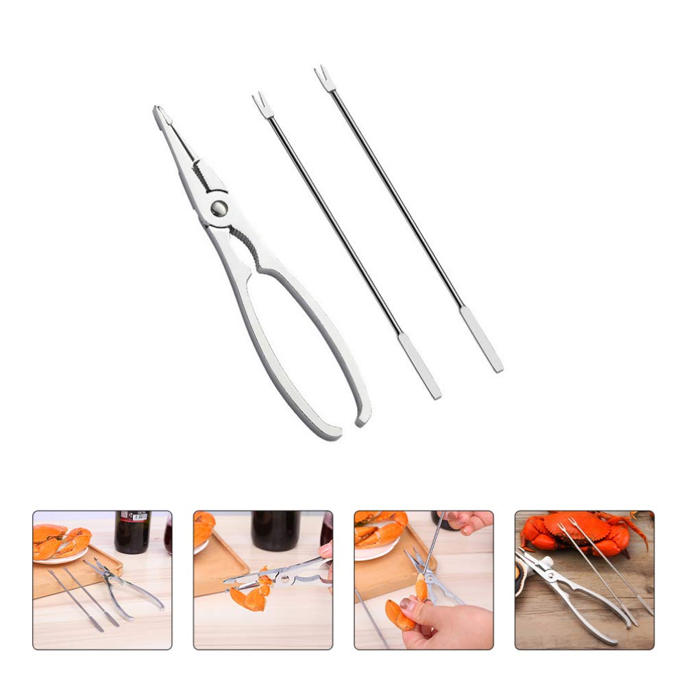 Cabilock Kitchen Utensil Set Shelled Nuts 3pcs Seafood Tools Set Stainless Steel Crab Leg Crackers Picks Nut Forks Lobster Crackers Shell Crackers Kitchen Accessories Kitchen Utensil Set Shelled Nuts