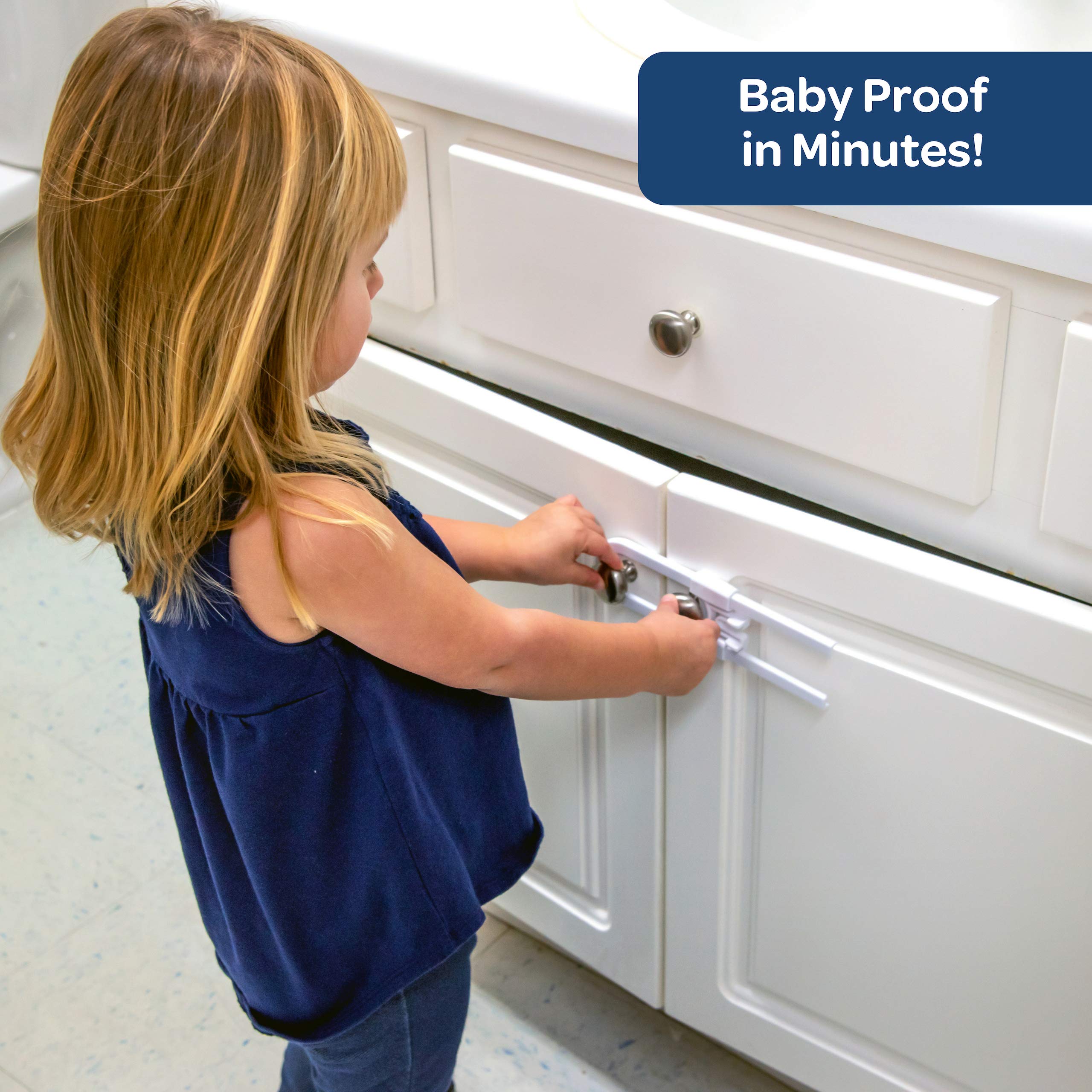 6-Pack Sliding Cabinet Locks - Reusable U-Shaped Child Cabinet Locks for Baby Proofing Cabinets, Drawers, Cupboards & More - No Tools, No Drilling, Easy to Use Child Proof Cabinet Latches by Wittle
