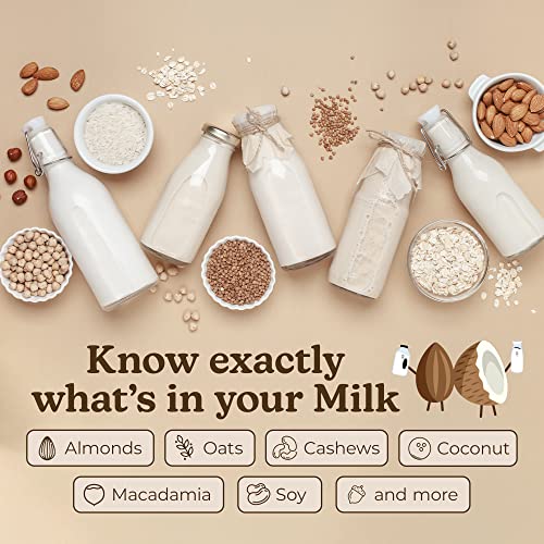 Almond Cow Milk Maker Machine, Plant Based Milk Maker for Homemade Almond Milk, Soy Milk, Oat Milk, Cashew Nut Milk, & More, Handy Stainless Steel Food Making Machines, Makes 5-6 Cups Per Batch, 120V