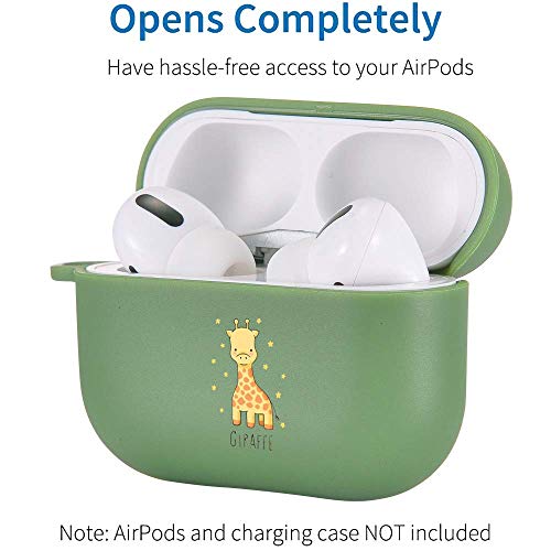 Idocolors Cover Case for Airpods pro, Cute Airpods pro 3 Protective Cover,Soft Silicone Green Case with Keychain Compatible Airpod pro Charging Case 3rd Gen 2019,Cartoon Giraffe