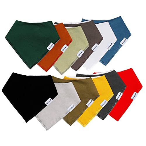 Baby Bandana Drool Bibs for Boys and Girls, Solid Colors,12 Pack Baby Bibs for Teething and Drooling, Organic Cotton Bibs